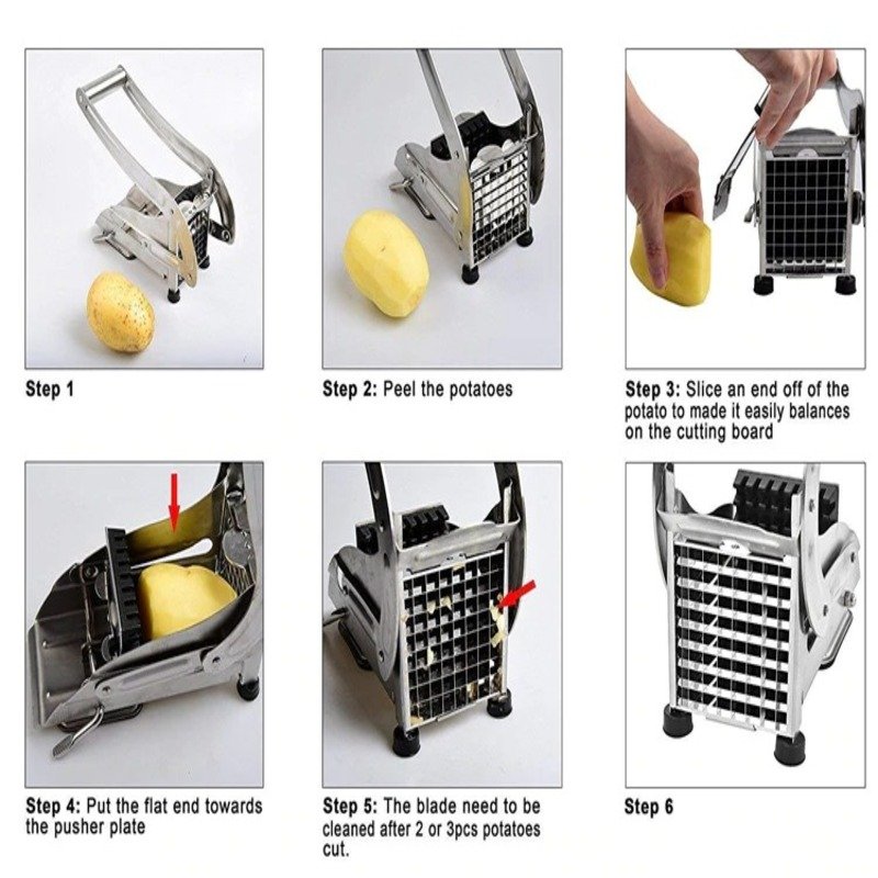 Stainless Steel Potato Cutter Veg Slicer Potato Chipper Kitchen Helper
